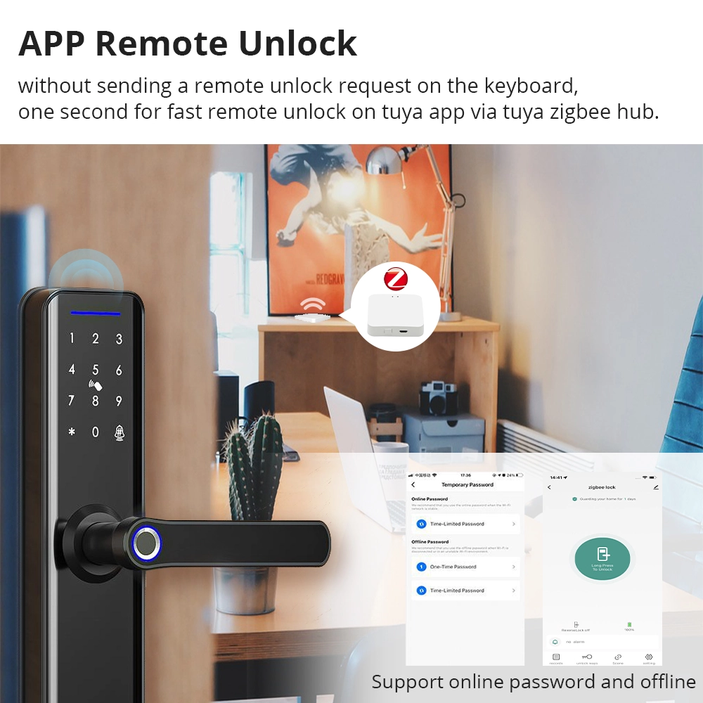 Zemismart Tuya Zigbee Smart Electronic Door Lock IC Card Key Password ...