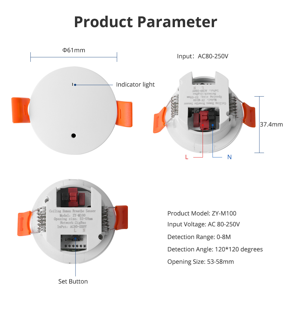Zemismart Tuya Zigbee Smart Human Presence Detector Millimeter Wave ...