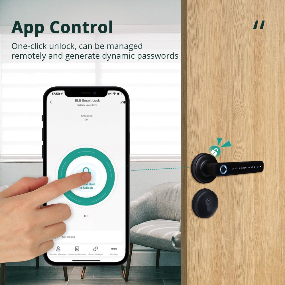 Zemismart Tuya BLE Smart Electronic Door Lock Biometric Fingerprint ...