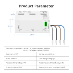 Zemismart Tuya Zigbee WiFi 3 Phase Electric Energy Meter 63A Smart ...