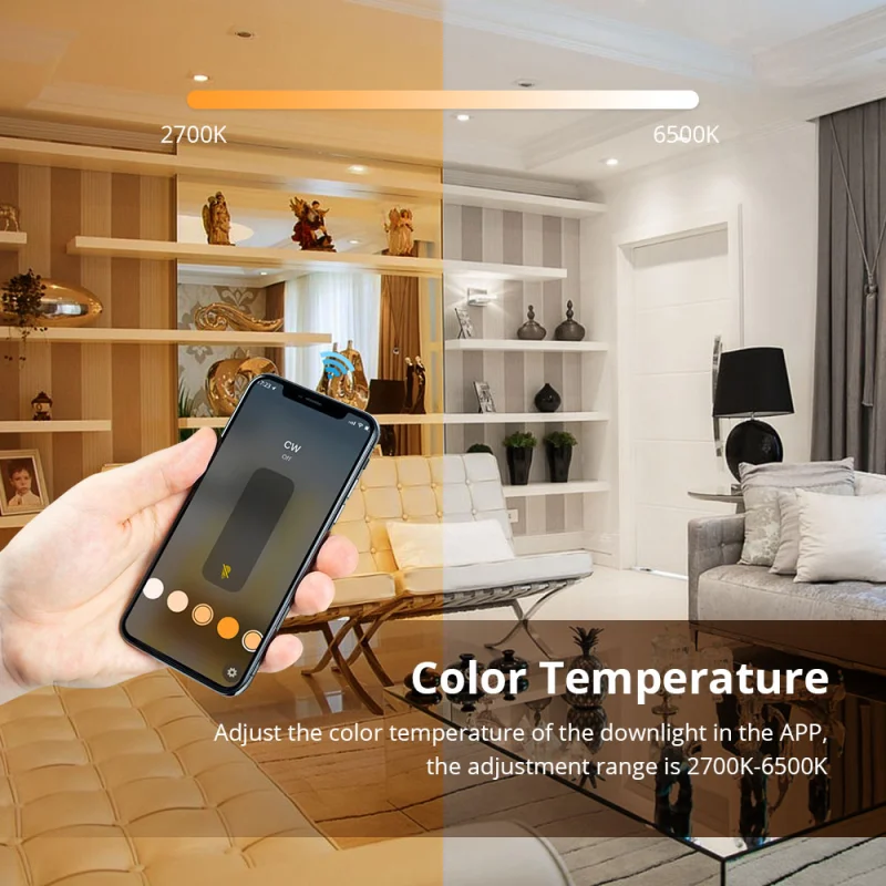 Zemismart WiFi Matter CCT Recessed Ceiling Light 2.5 3.5 4 Inch Round ...