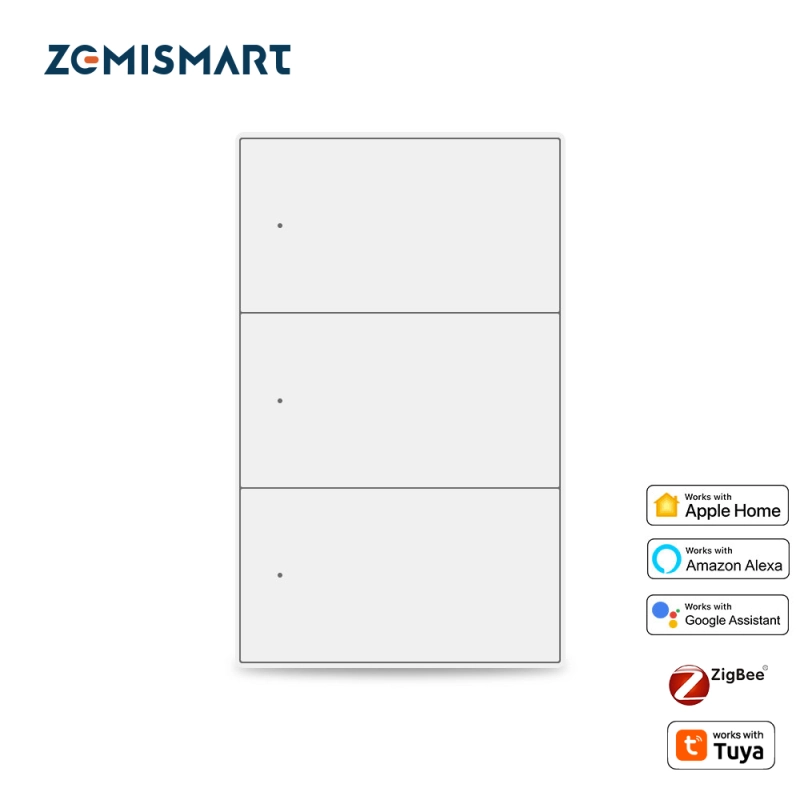 Zemismart Tuya Zigbee Neutral Push Switch Wall Light Switches 1 2 3 4 ...