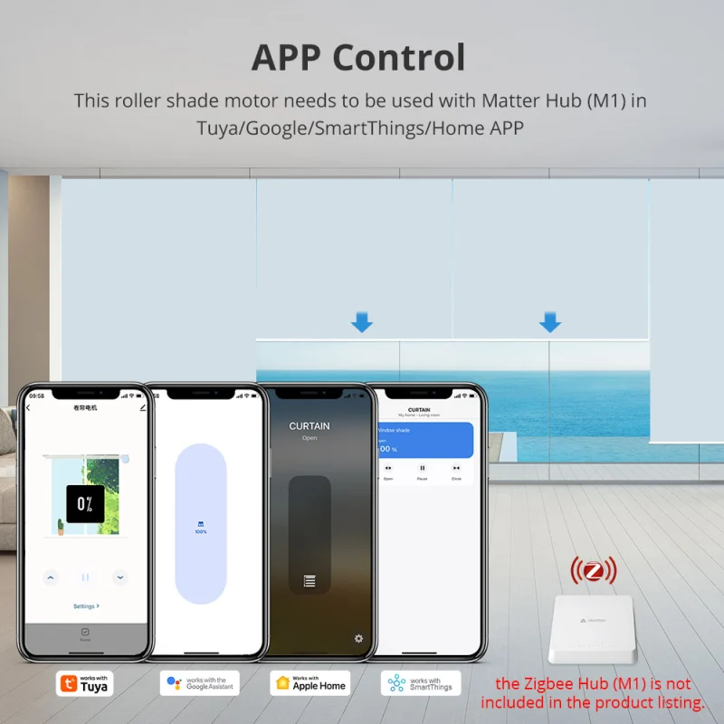 Zemismart Tuya Zigbee Rechargeable Roller Shade 1.2n Motor For 37 38mm ...