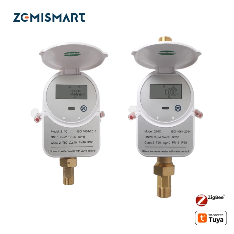 Zemismart Tuya Zigbee Smart Valve Ultrasonic Water Meter IP68 with LCD ...