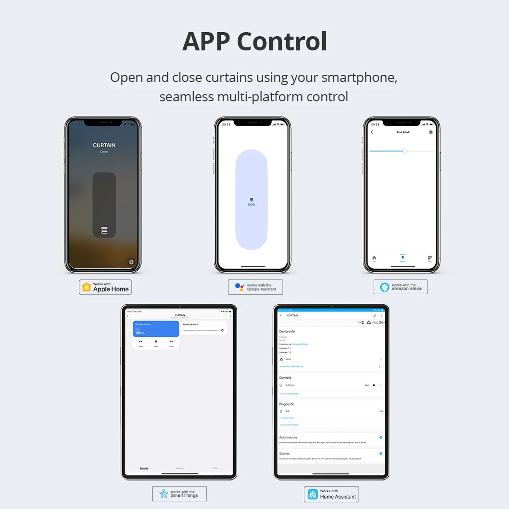 Zemismart Matter over Thread Rechargable Blind Motor compatible with 17 ...