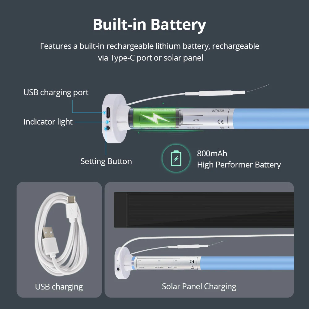 Zemismart Matter over Thread Rechargable Blind Motor compatible with 17 ...