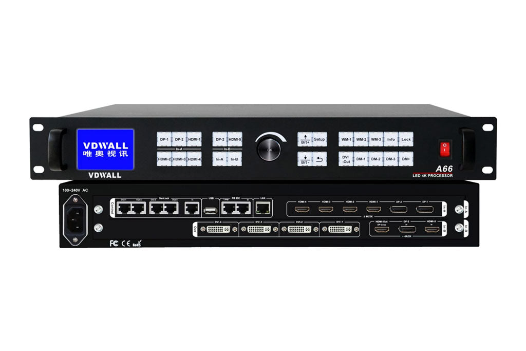 VDWALL A66 4K LED Video Processor With 4 DVI Output LED Video Wall Splicer,LED Displays Controller