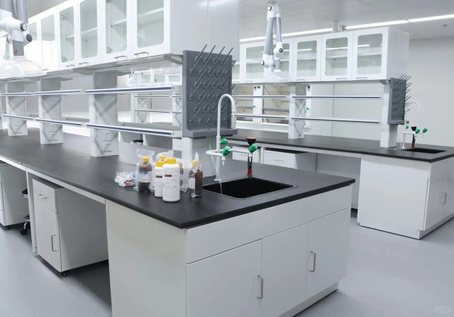 Laboratory Table with Sink Epoxy Worktop Acid Alkali Resistant Island Bench