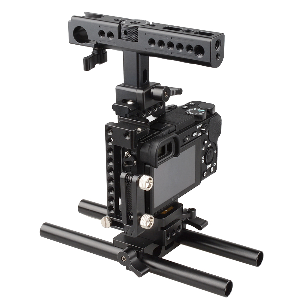 CAMVATE DSLR Rod Rig Camera Video Cage with Handle Grip For Sony A6000 ...