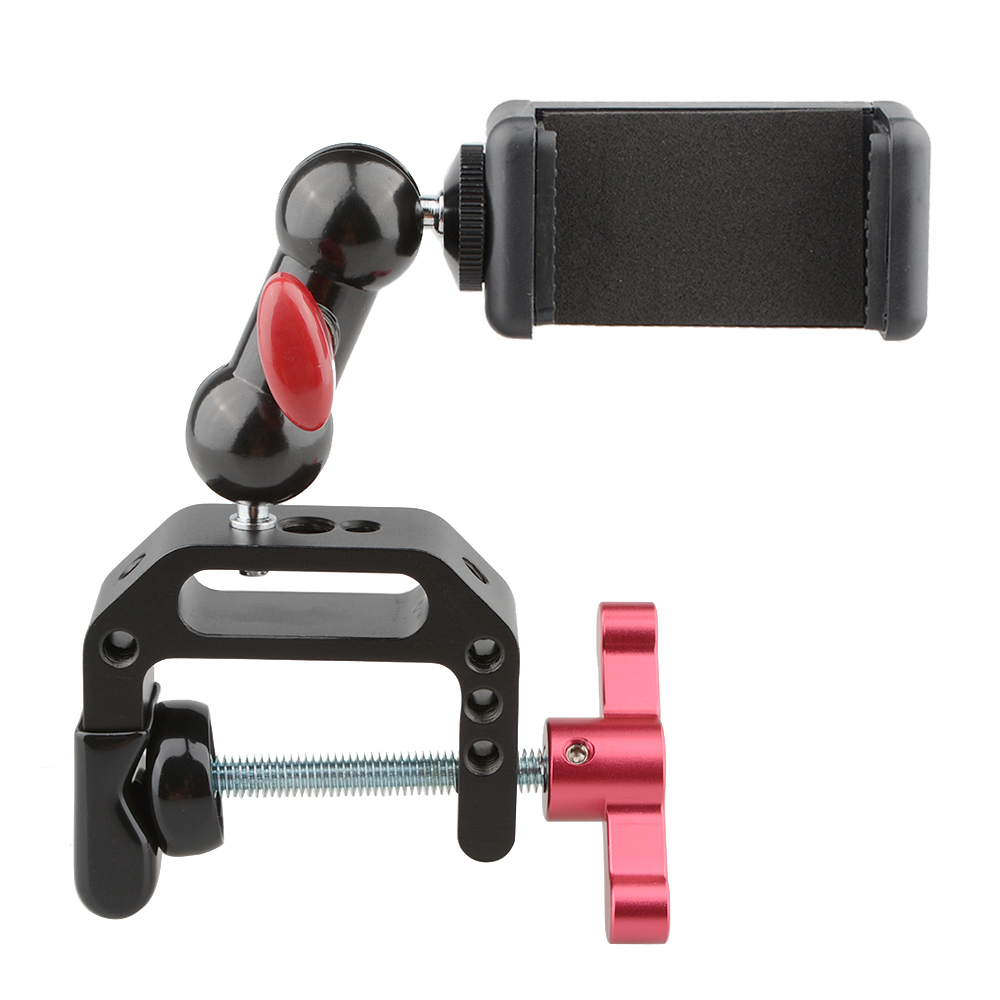 CAMVATE C-clamp Bracket with Ball Head Mount Cell Phone Clip (Red T ...