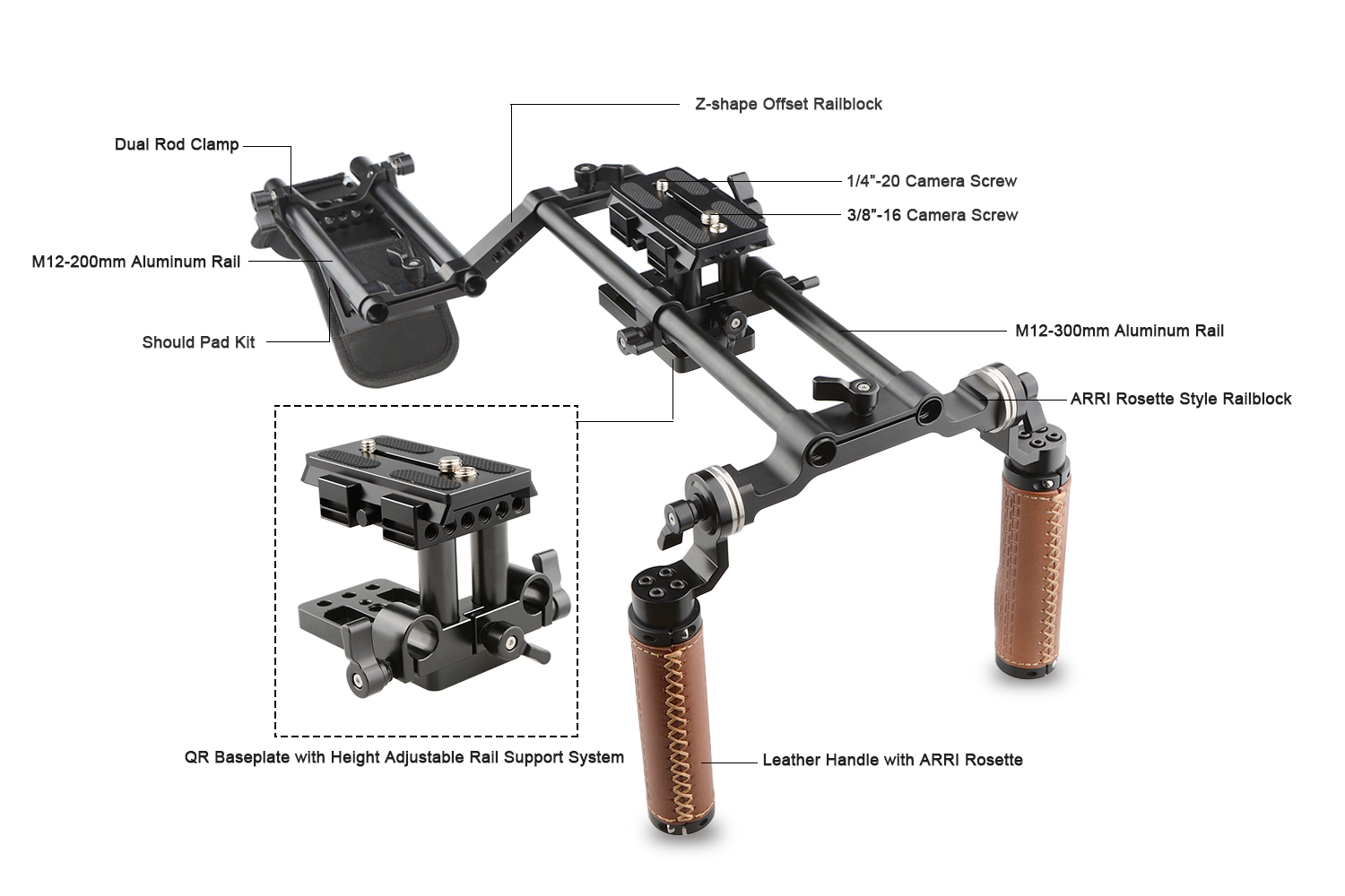 CAMVATE DSLR Shoulder Mount Rig Dual Handgrip Support Kit,Shoulder Rigs