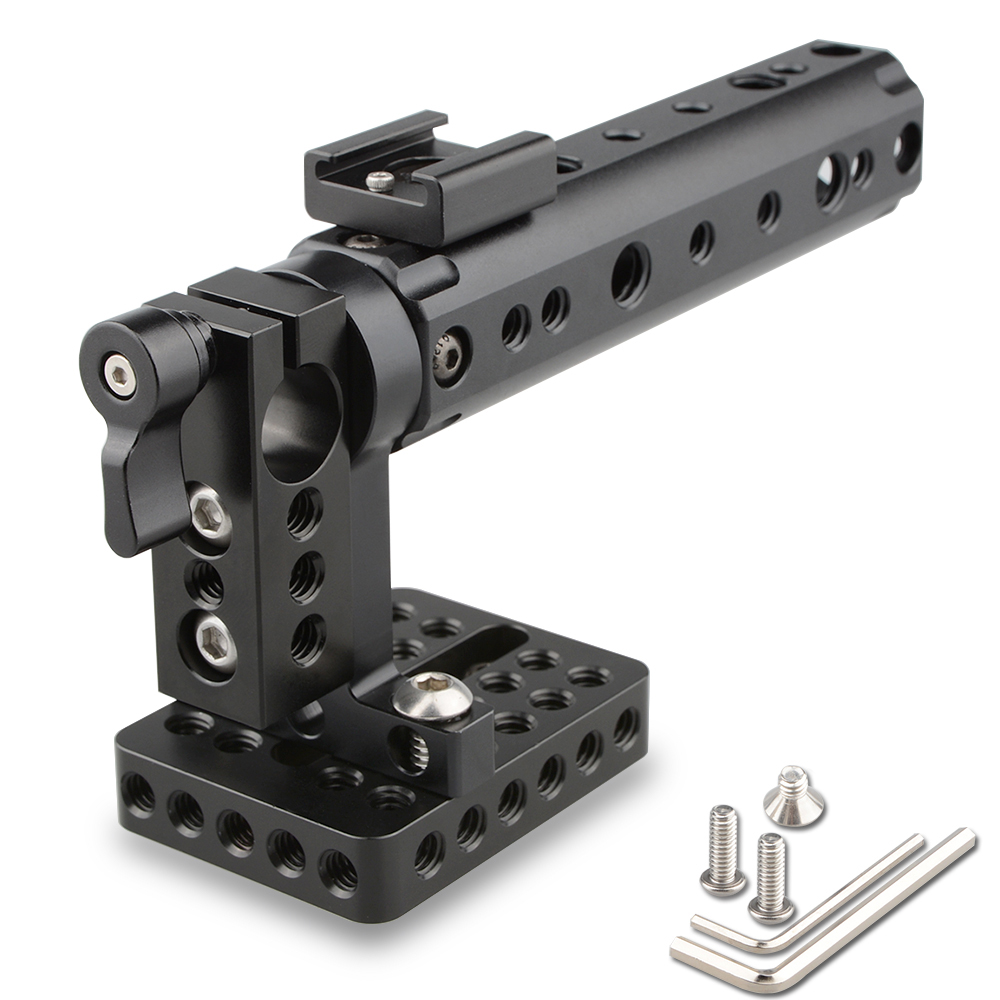 CAMVATE DSLR Top Handle Rig w/ Top Plate 15mm Rod Clamp Cold Shoe Mount ...