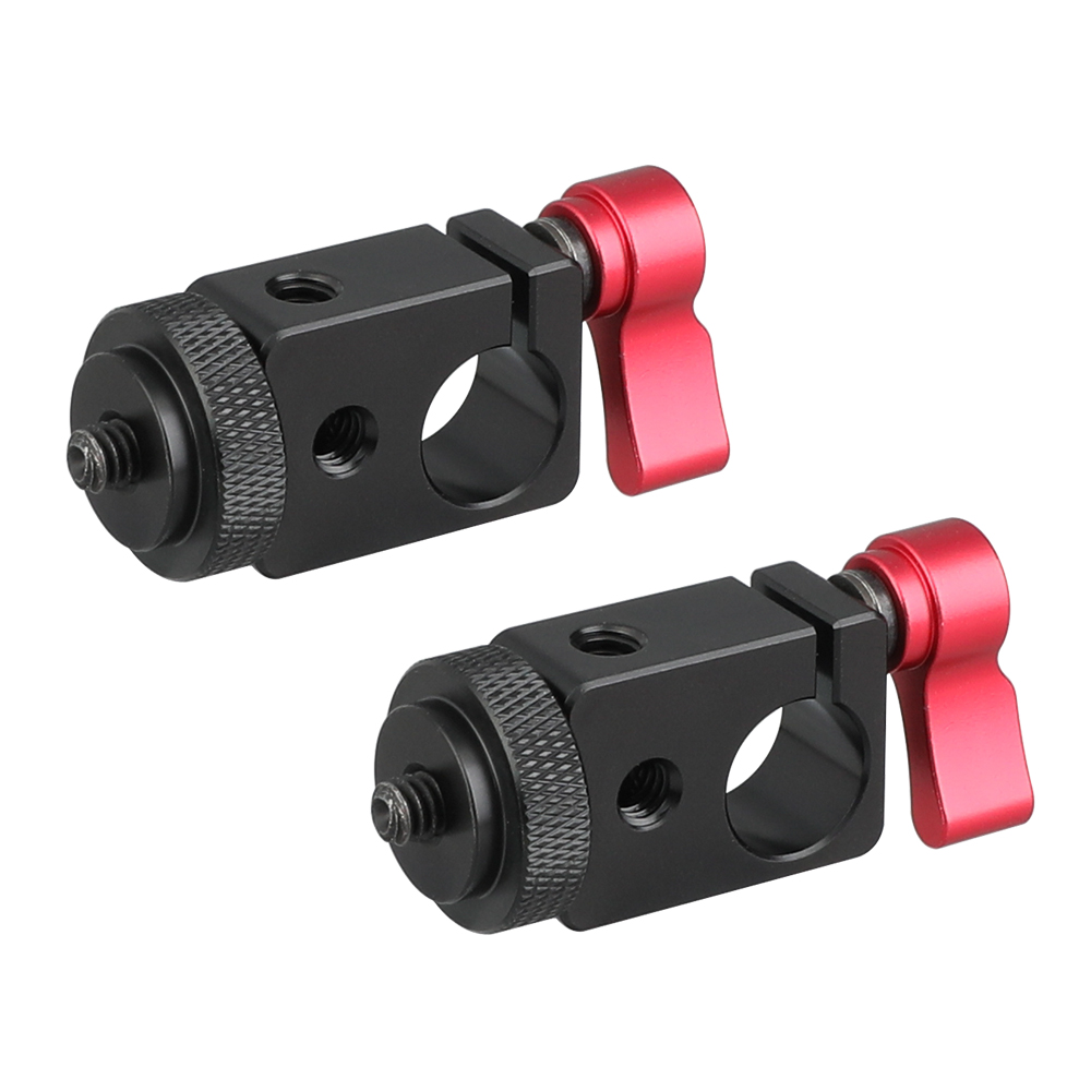 CAMVATE 15mm Single Rod Clamp Adapter With Red Thumbscrew Locking Knob ...