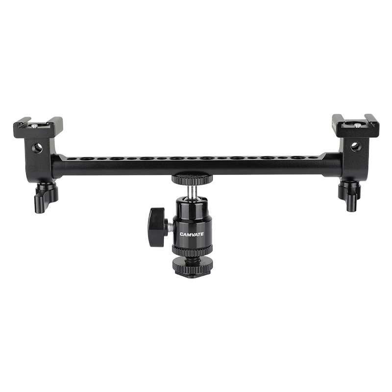 CAMVATE T-bar Bracket Arm With Double Cold Shoe Mounts Support ...