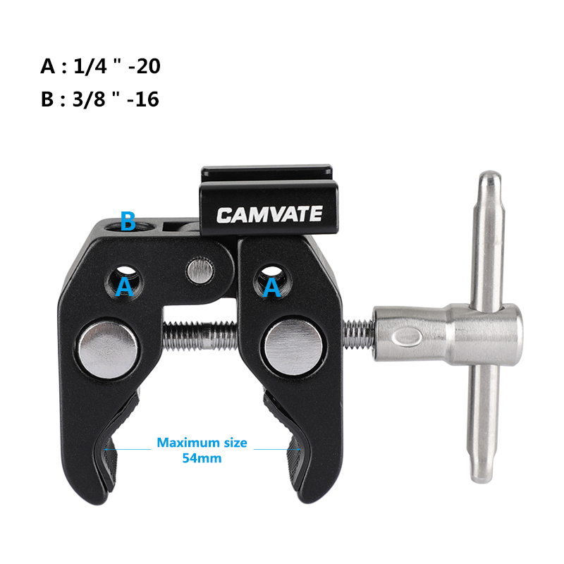 CAMVATE Super Clamp With 1/4" 3/8"Thread Hole Cold Shoe Mount
