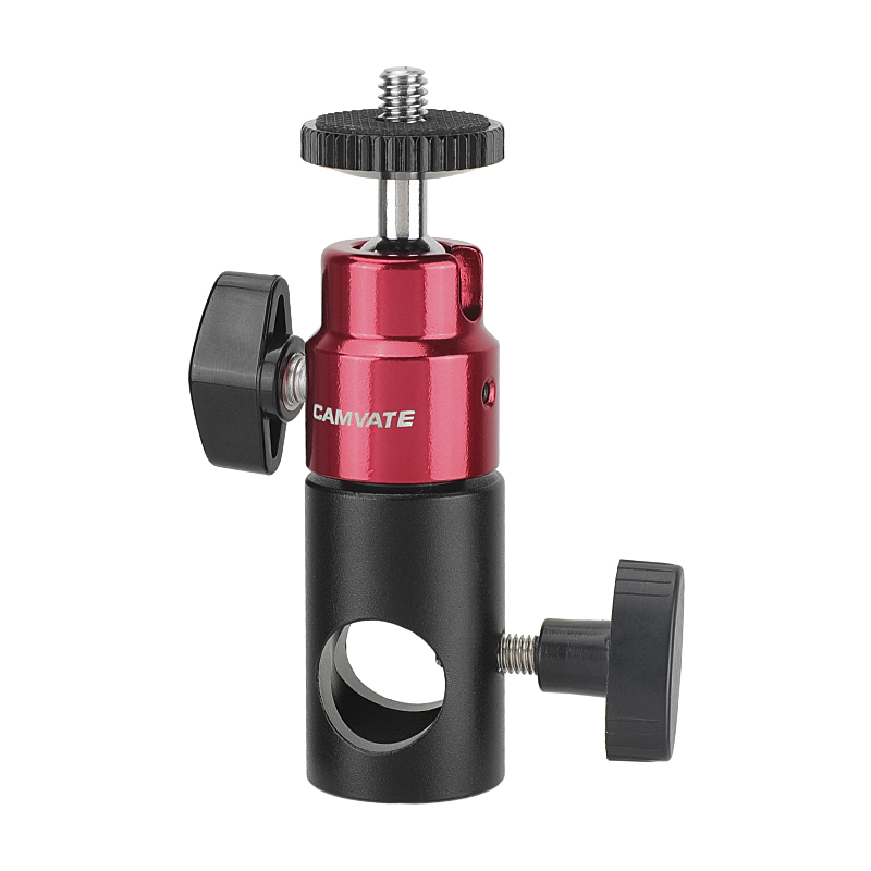CAMVATE 16mm Light Stand Head Adapter + Ball Head Support (Red) With ...