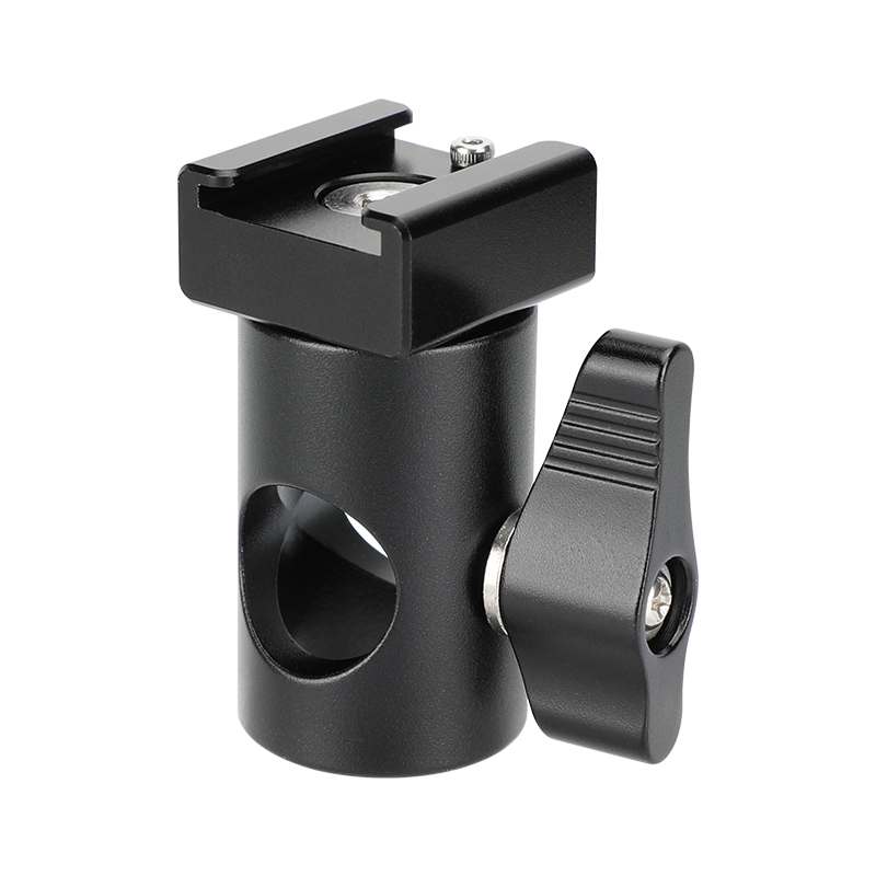 CAMVATE Light Stand Head With Cold Shoe Mount Adapter (Black Rachet Lever)