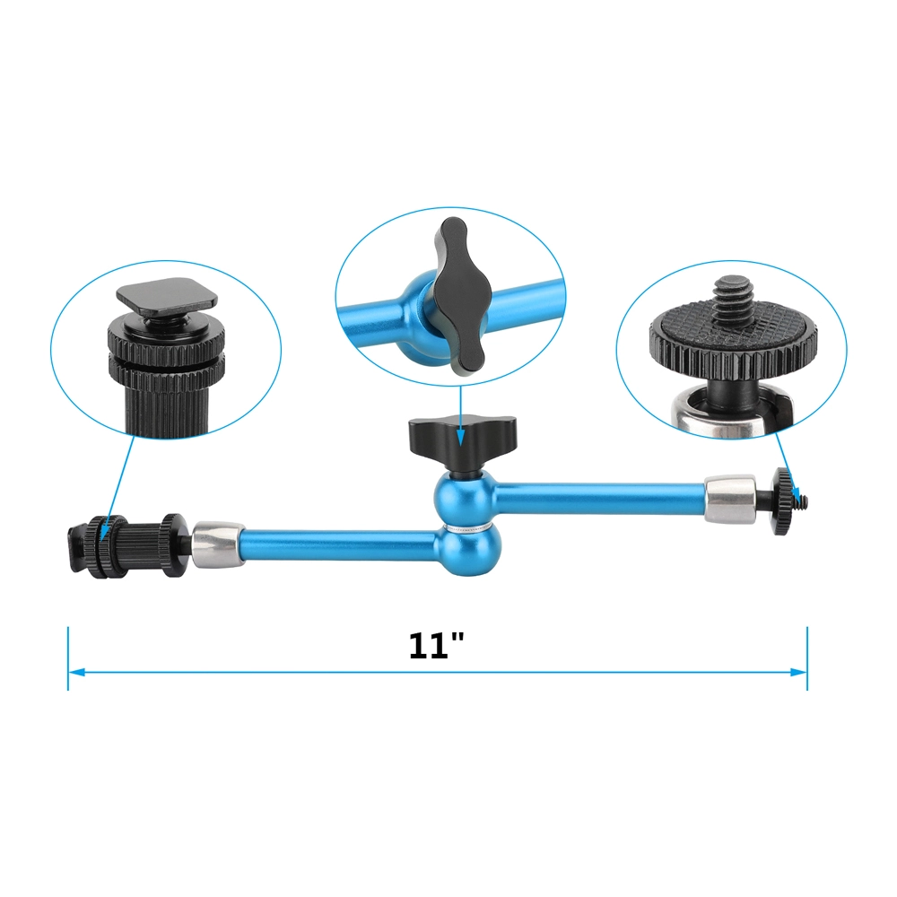 CAMVATE 11" Magic Arm with Ball Joints & Shoe Adapter (Blue/Black)