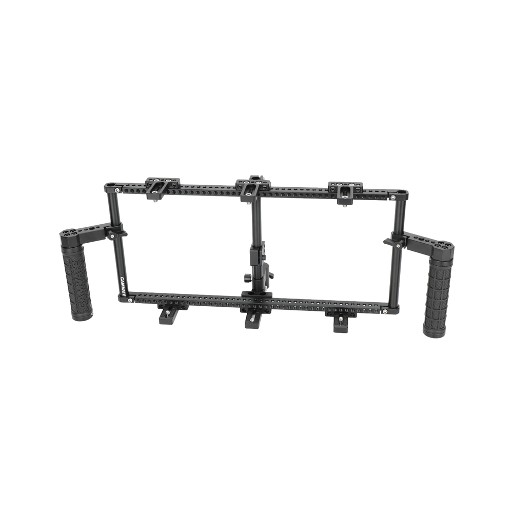CAMVATE Director's Monitor Cage with Triple Monitor Mount & Dual Rubber ...