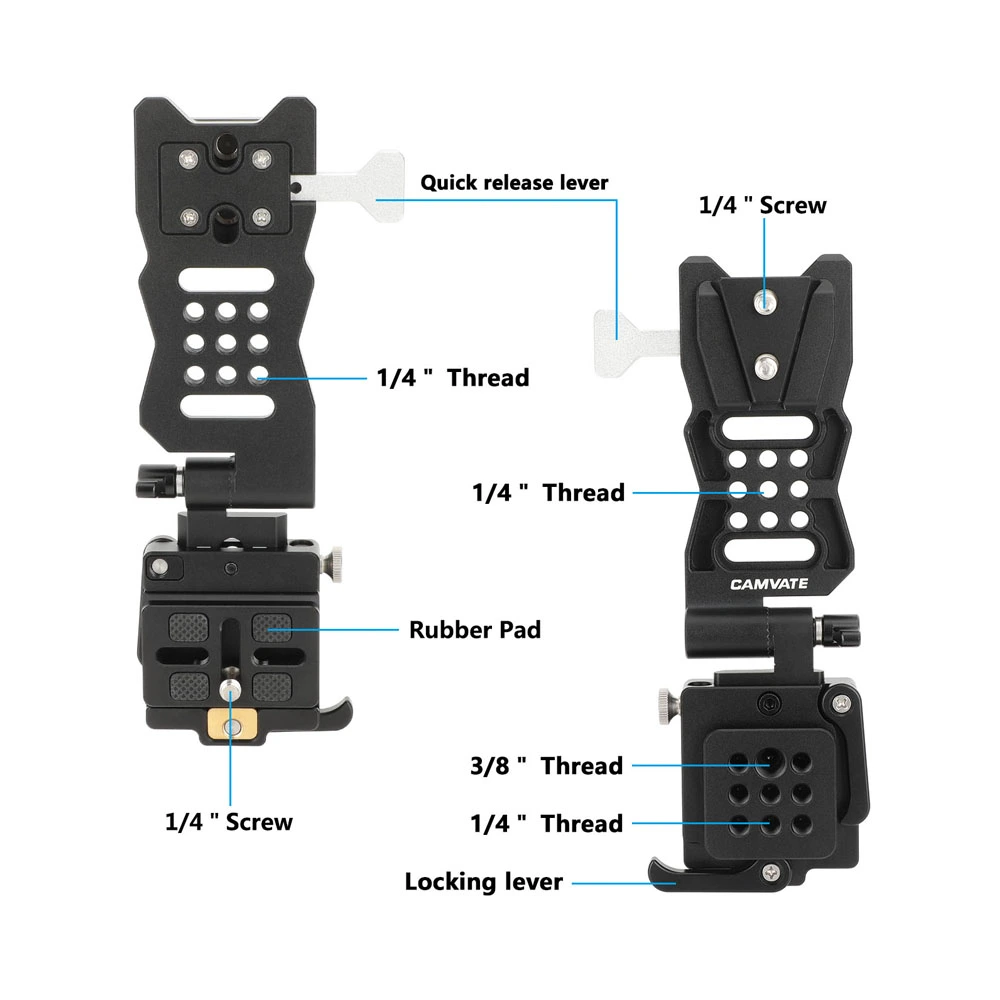 CAMVATE L-Shaped V-Lock Mounting Plate with Arca-Type Quick Release System