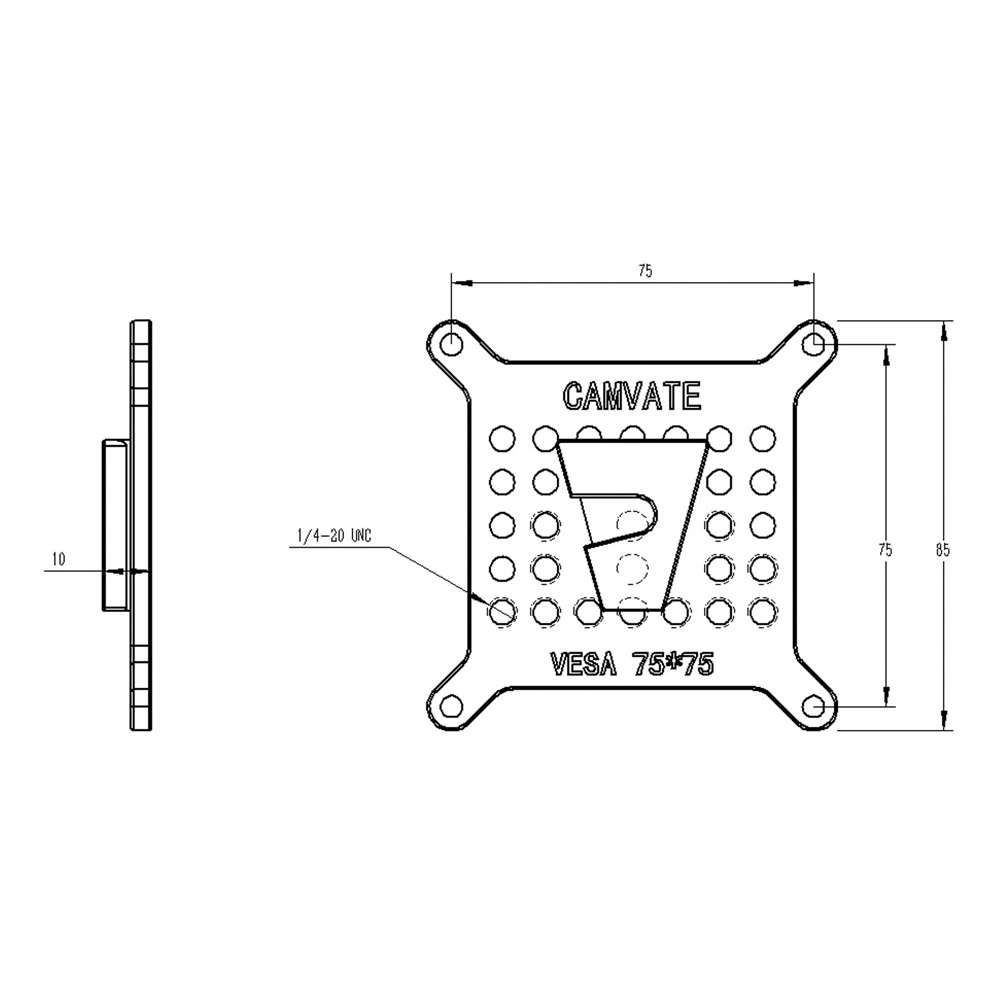CAMVATE Multipurpose VESA Monitor Mounting Plate with V-Lock Wedge