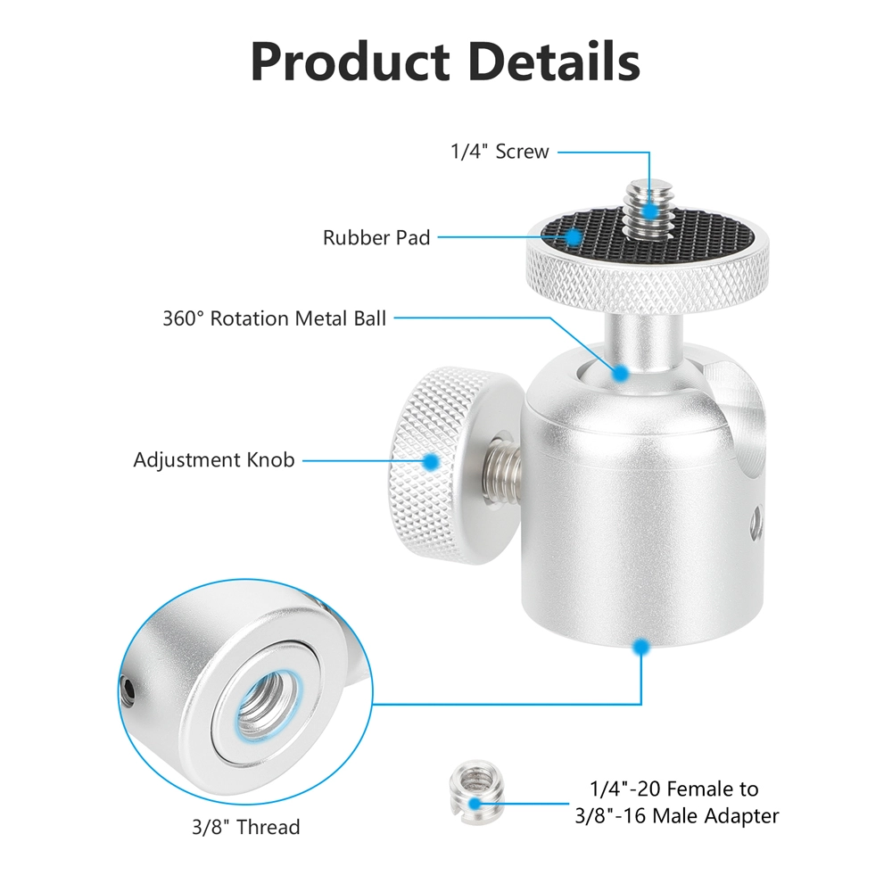 CAMVATE Mini Ball Head with 3/8"-16 / 1/4"-20 Thread and 1/4"-20 Screw ...