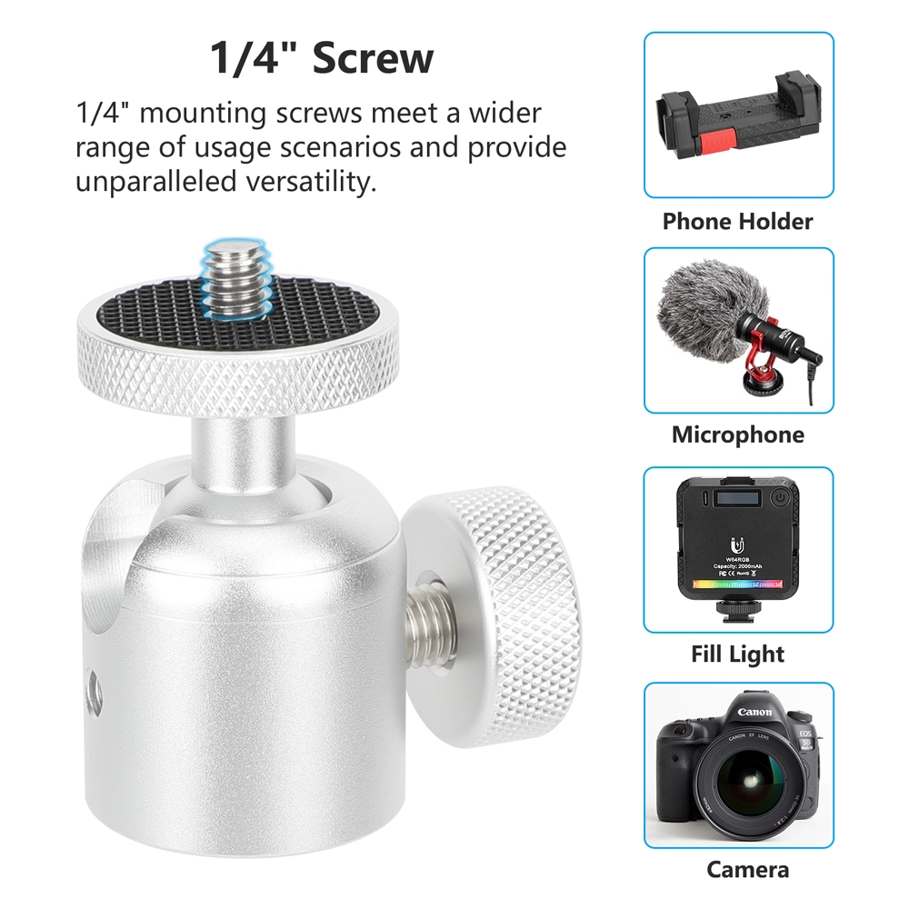 CAMVATE Mini Ball Head with 3/8"-16 / 1/4"-20 Thread and 1/4"-20 Screw ...