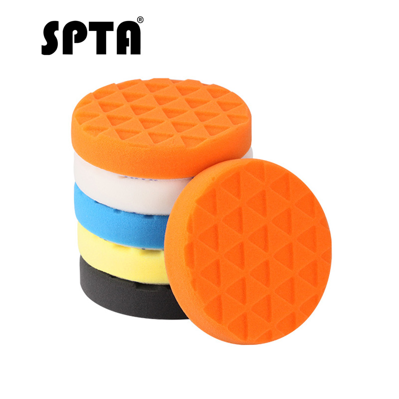SPTA 5 inch (125mm ) Yellow/Red/Blue/Black/White Compound Buffing Pads ...