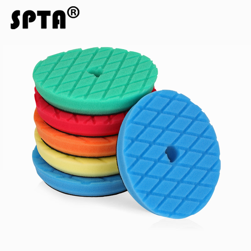 SPTA 6 inch (150mm ) Yellow/Red/Blue/Black/White Compound Buffing Pads ...