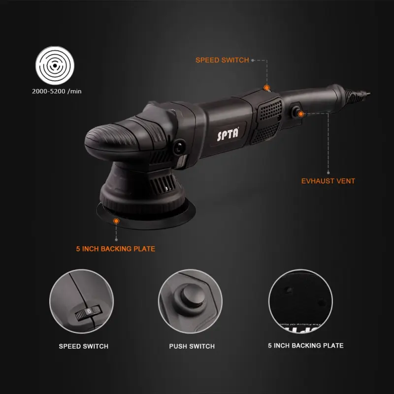 SPTA 5inch 750W Dual Action Polisher Orbit 15mm Auto Polisher DA Car ...
