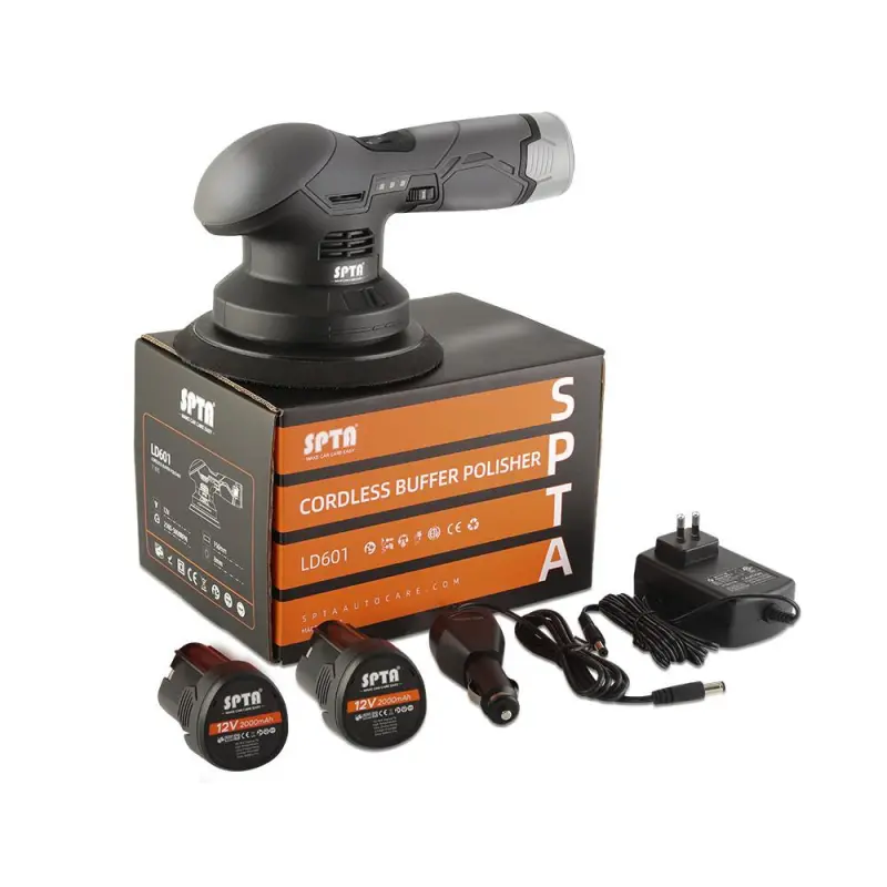 SPTA 12V Cordless Buffer Polisher 8mm DA Polisher with 2 2.0Ah Battery ...