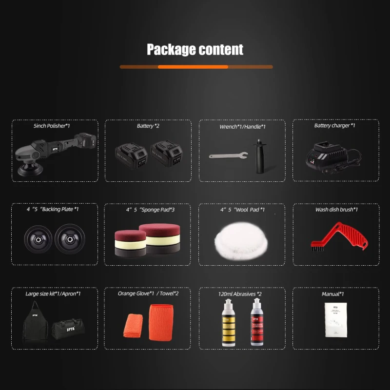 SPTA 18V 5Inch Cordless Rotary Buffer Polisher Variable SpeedPolishing ...