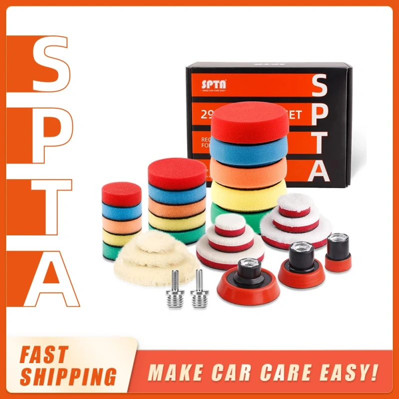 SPTA 29Pcs Imported Polishing Pad Kit with M14 Thread Back Plate ...