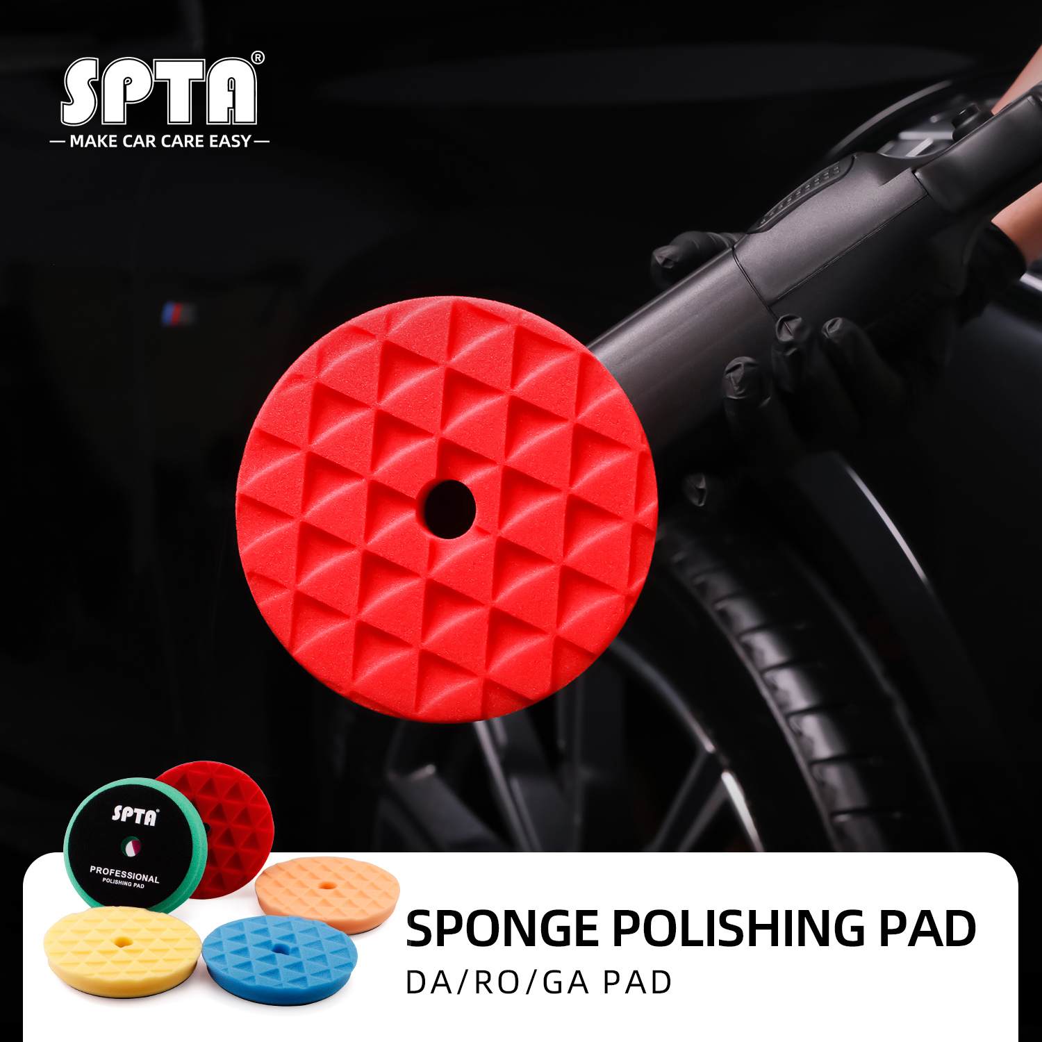 SPTA 5" to 6" Car Spong Buffing Polishing Pads, Beveled Edge Triangle ...