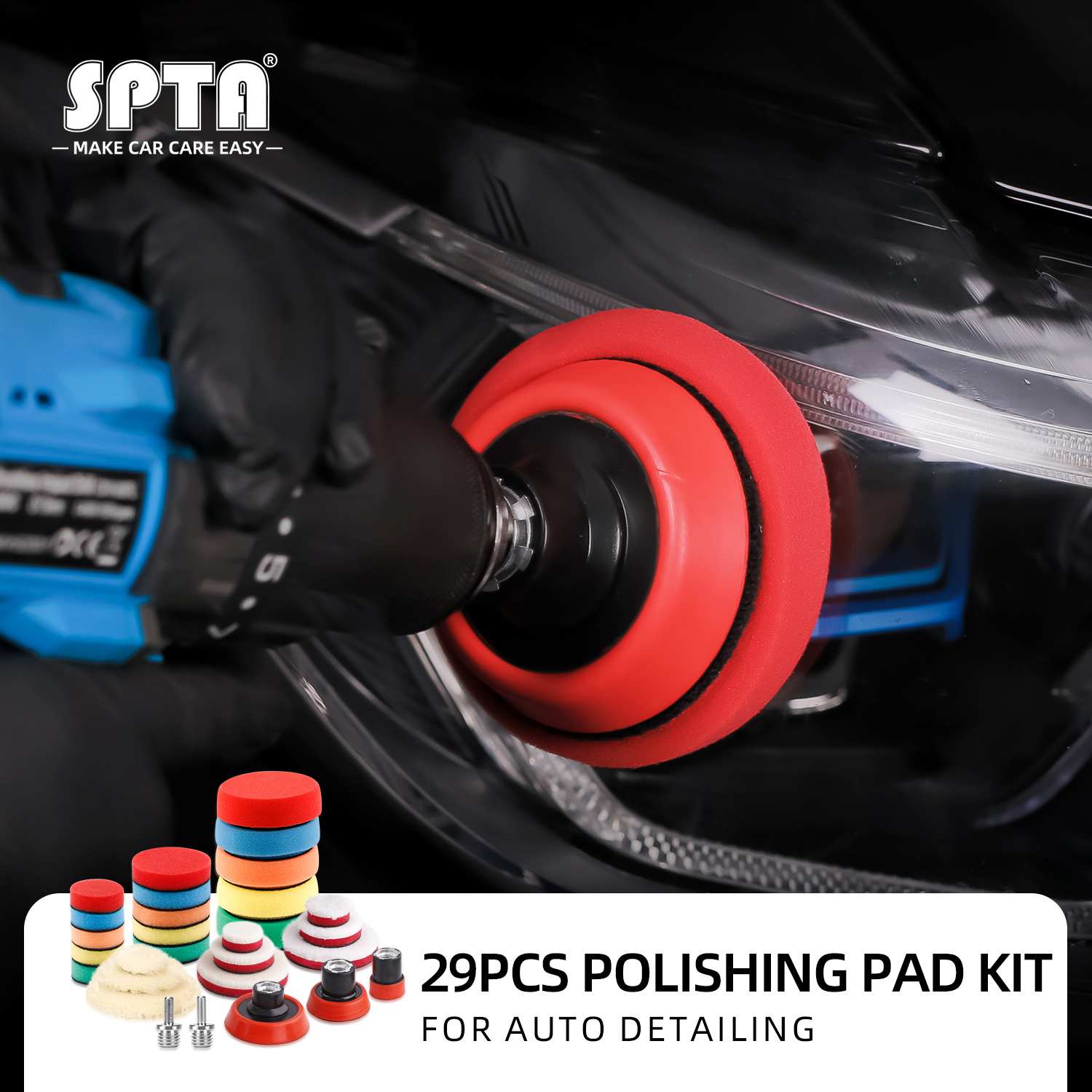 SPTA 29Pcs Imported Polishing Pad Kit with M14 Thread Back Plate ...