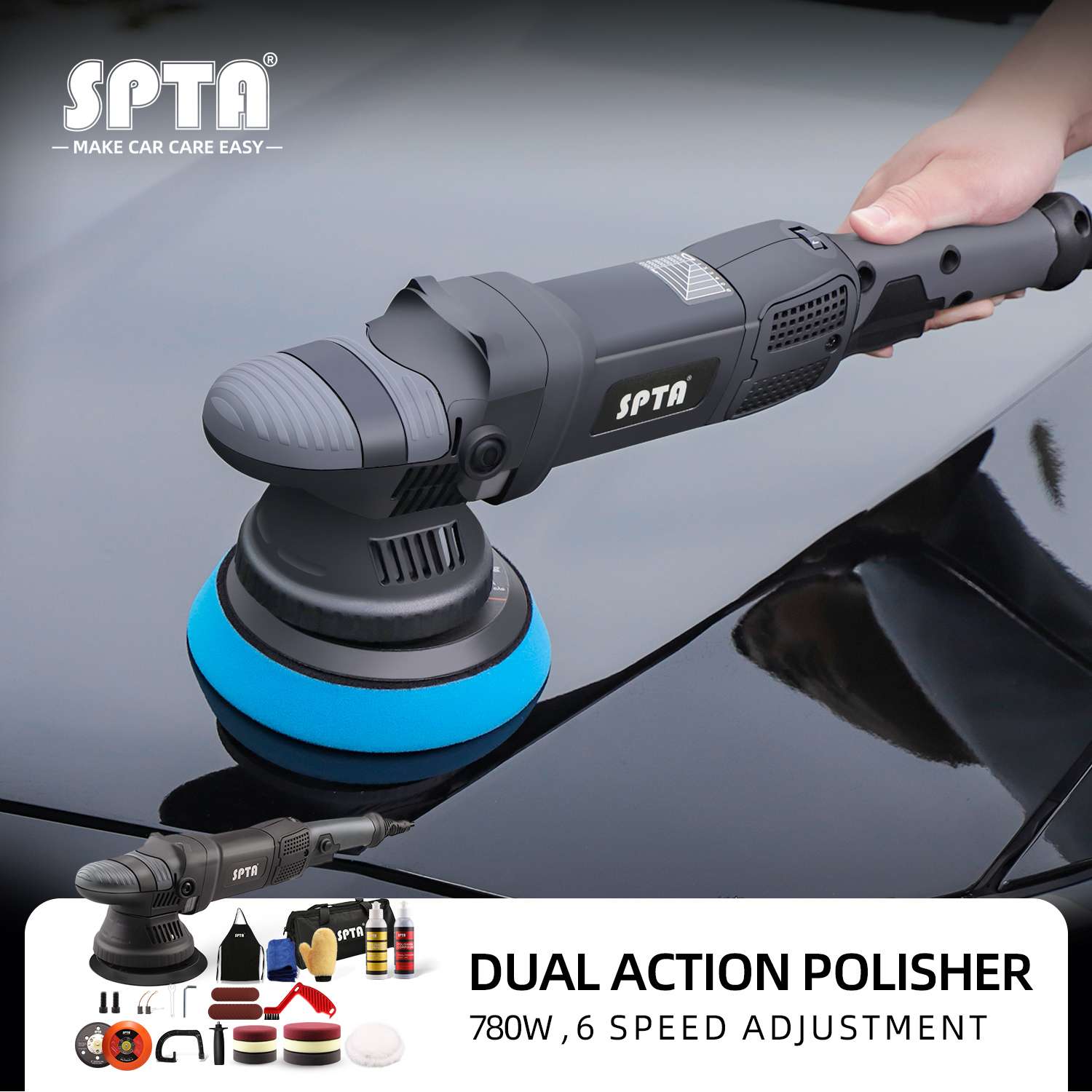 SPTA 5inch 750W Dual Action Polisher Orbit 15mm Auto Polisher DA Car ...