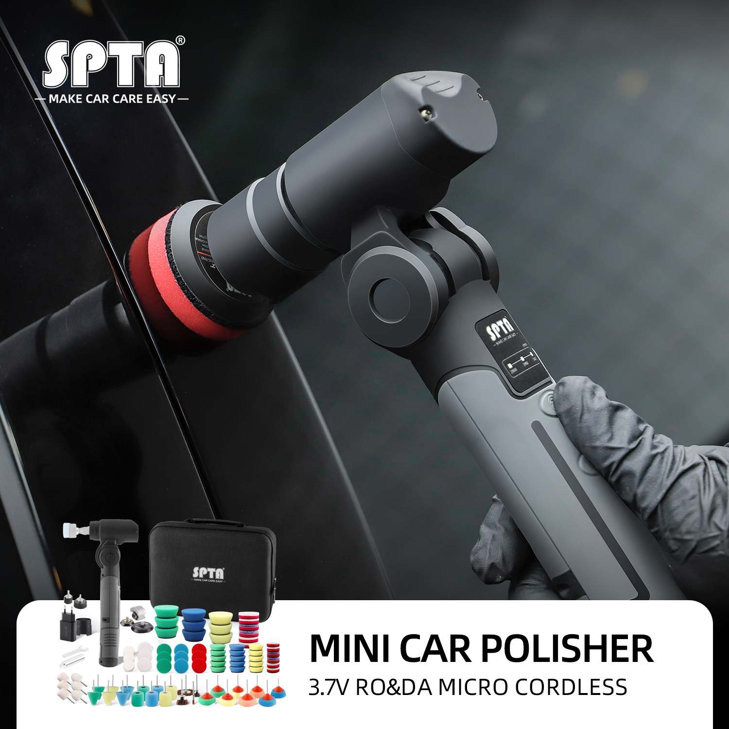 SPTA Cordless Mini Car Polisher 3.7V Micro Cordless Scratches Killer ...