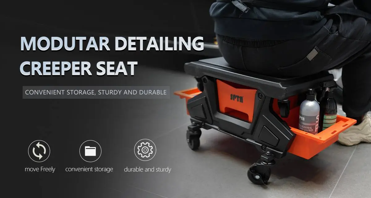 SPTA Modular Detailing Creeper Seat, Mobile Rolling Utility Creeper Seat for Mechanics ...