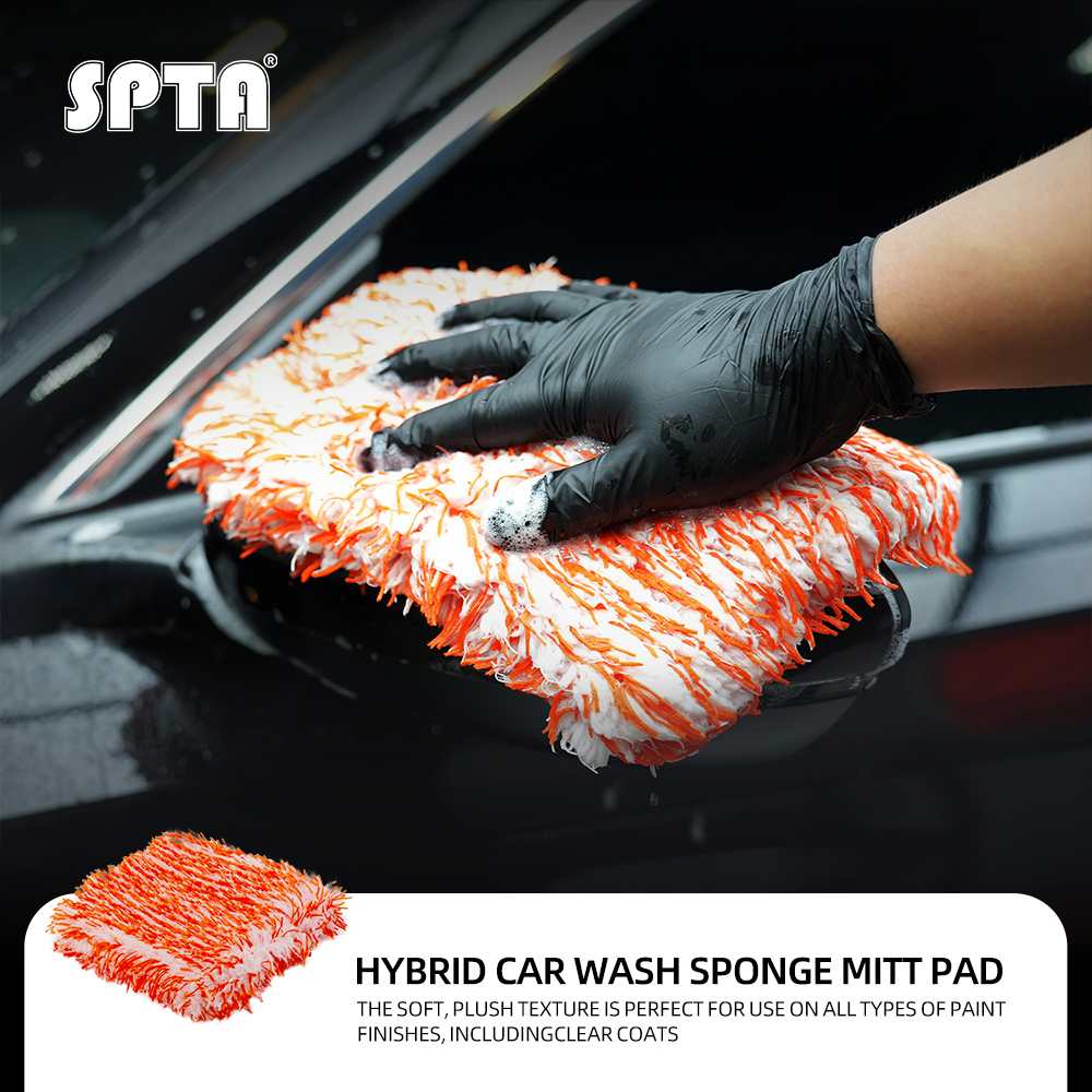 SPTA Car Wash Sponge Mitt Pad 380GSM,Wash Mitts for Car Washing
