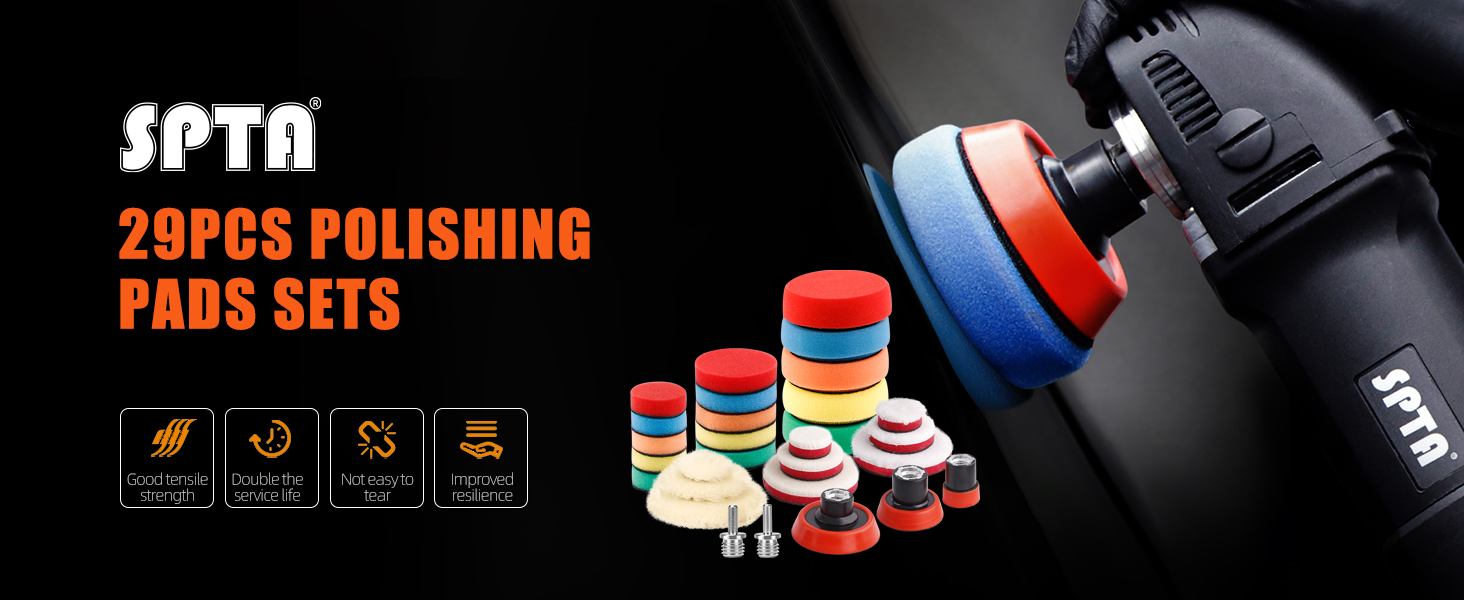 SPTA 29Pcs Imported Polishing Pad Kit with M14 Thread Back Plate ...