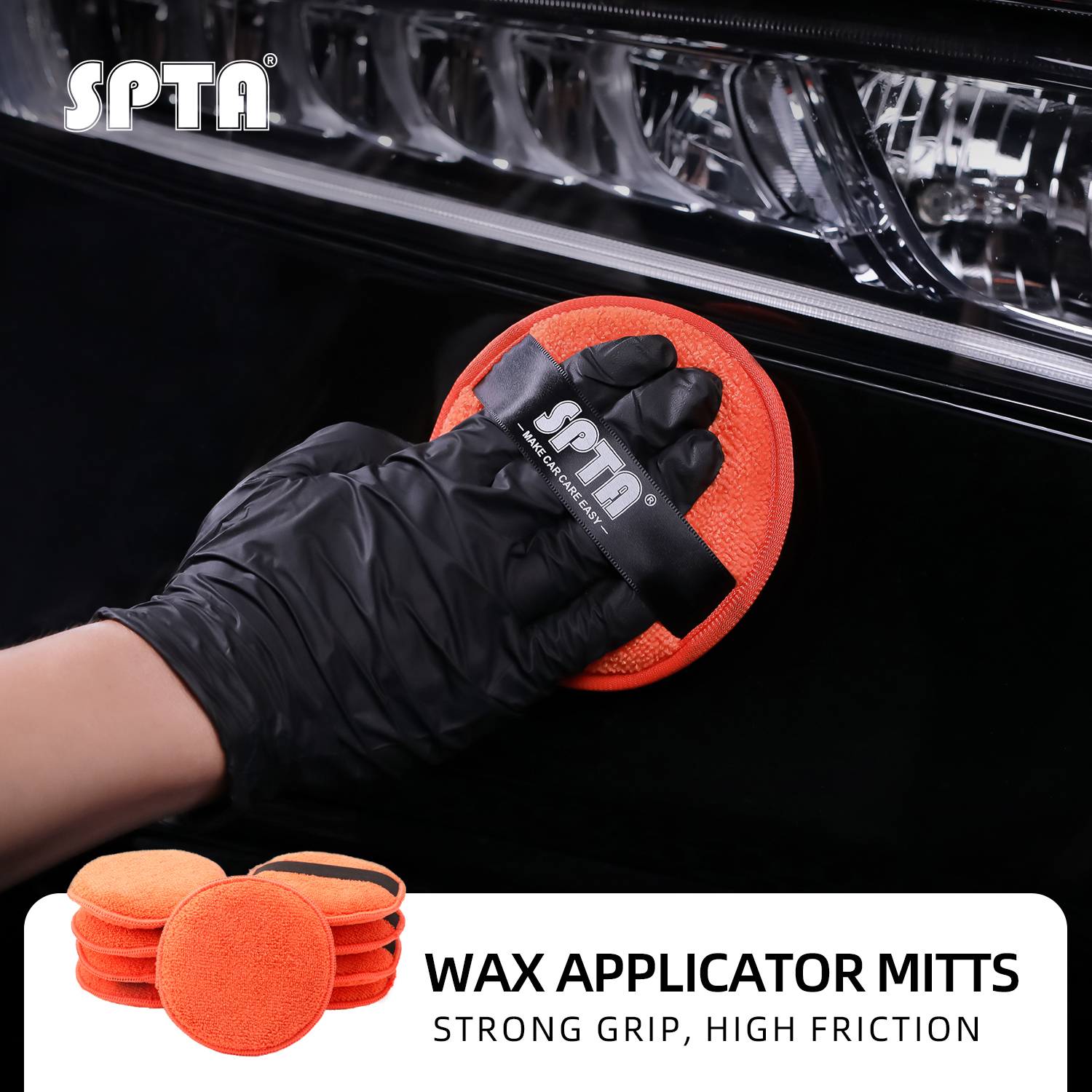 SPTA WF011 Handheld Pocket Microfiber Wax Applicator Pad Orange For ...