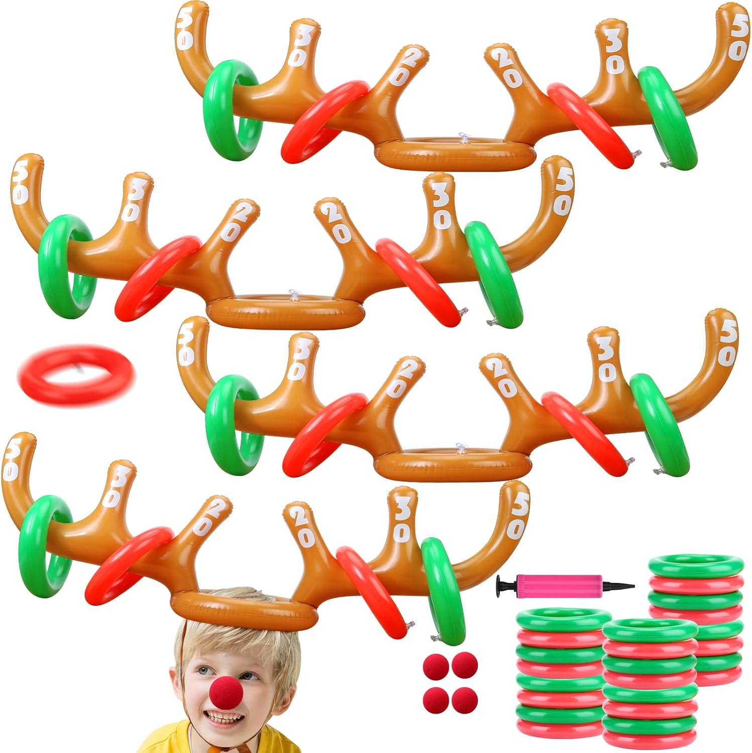 Inflatable Reindeer Antler Ring Toss Game for Christmas Party Supplies ...