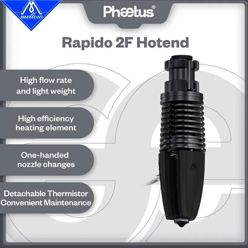 Phaetus Rapido 2F Hotend PT1000 Hardened steel nozzle For DDG Bowden ...