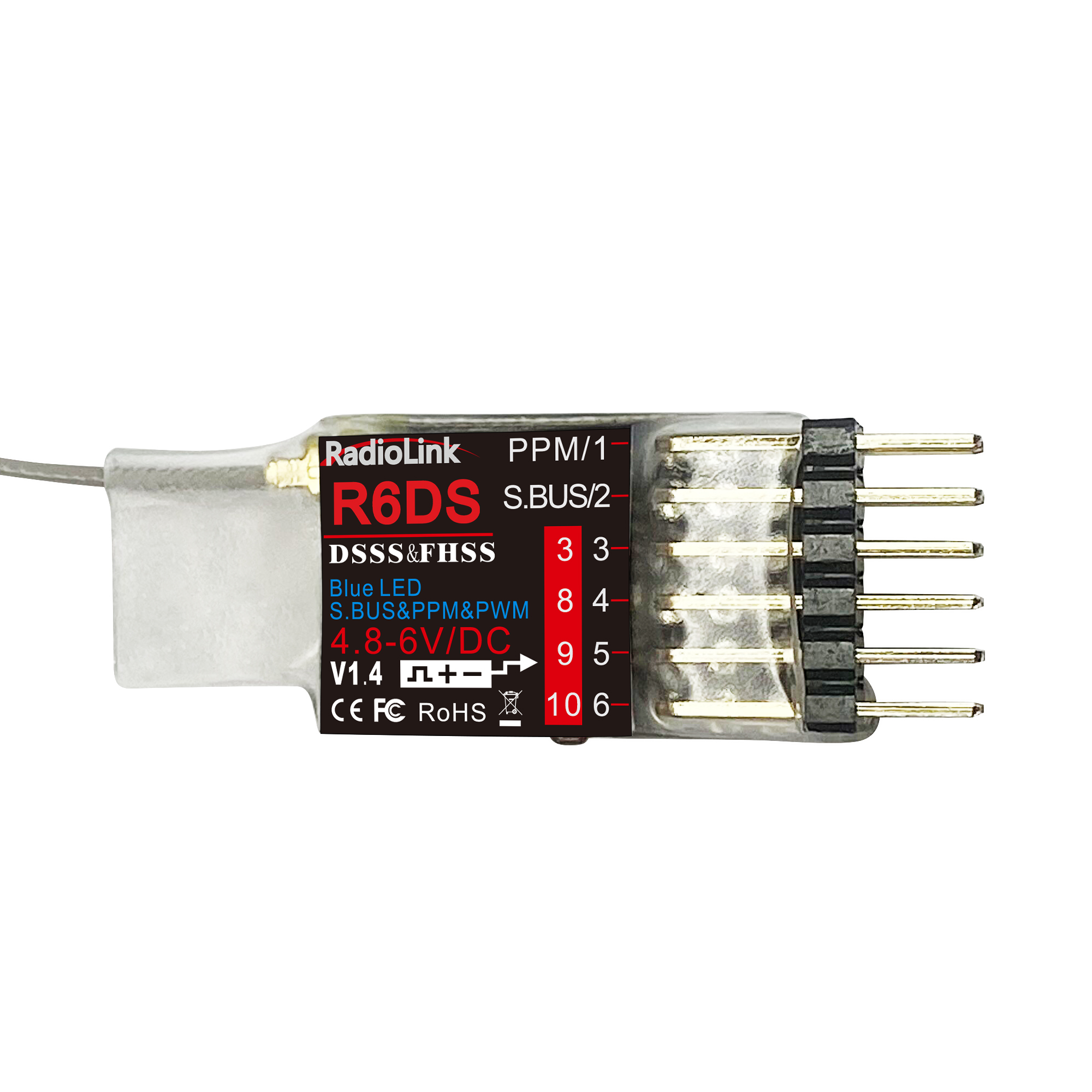 Radiolink R6DS 6/10 Channels PWM(6CH ) & PPM&S-BUS(10CH) Receiver