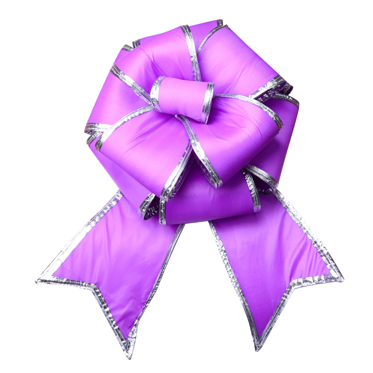 18" 3D Giant Multi Loop Structural Bow Purple with Silver Trim Cheerful ...