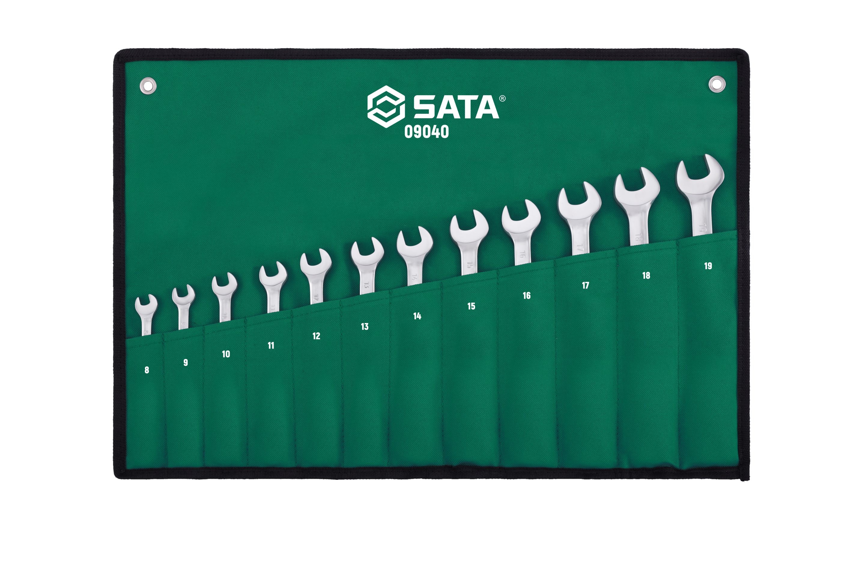 09040 SATA 12Pc. Full Polish Combination Ratcheting Wrench Set