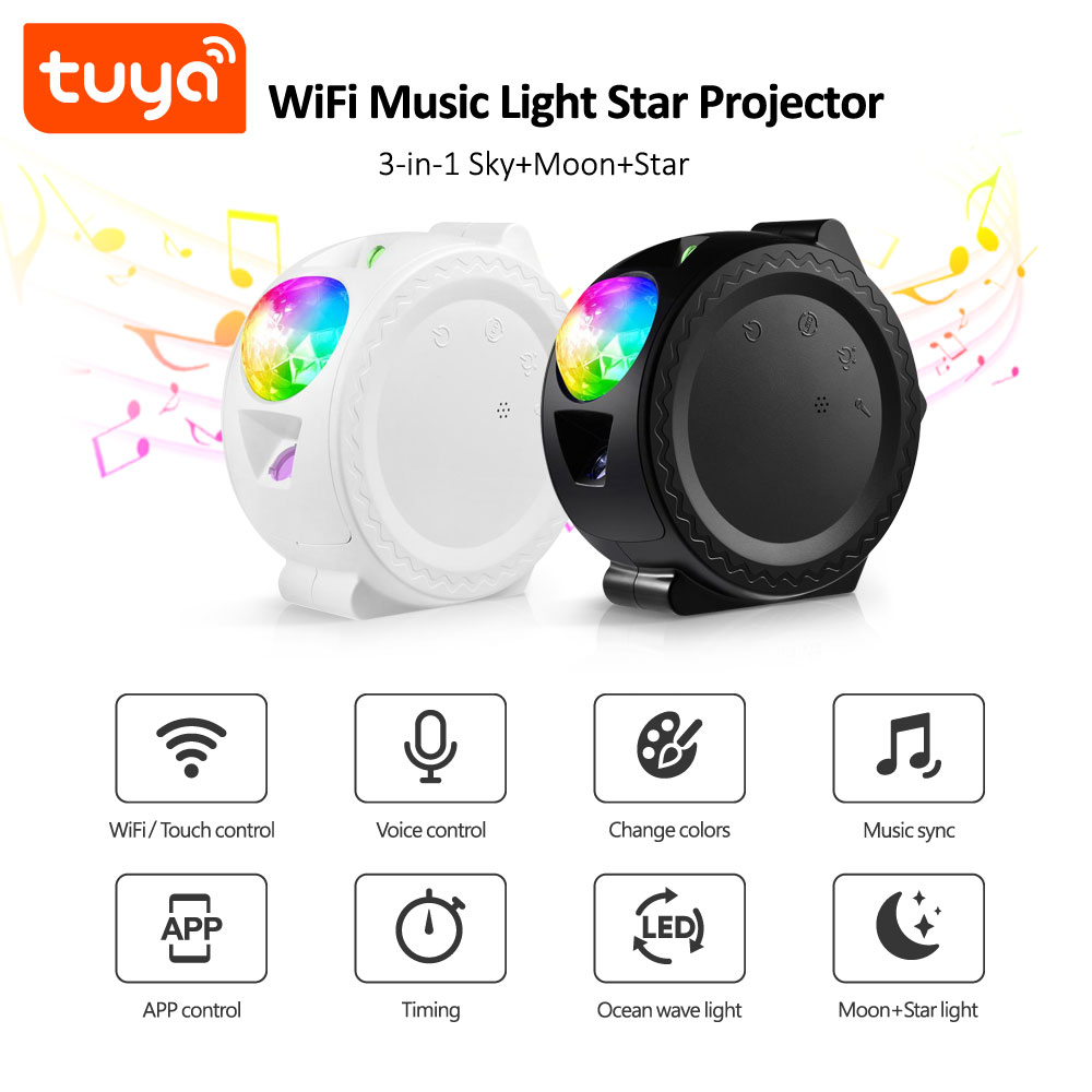 Tuya Smart WiFi 3-in-1 Star Projector - Sky Moon Star Music Sync Light ...