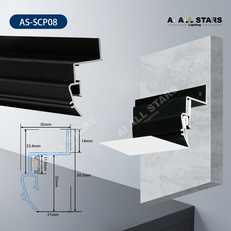 AS-SCP08 Simple Installation Stretch Ceiling Aluminum Profile for Wall ...