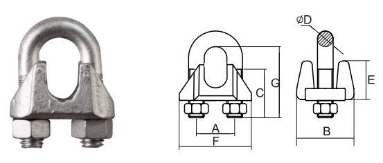 DIN 741 Wire Rope Clips | Malleable Iron Cable Clamps - H-Lift