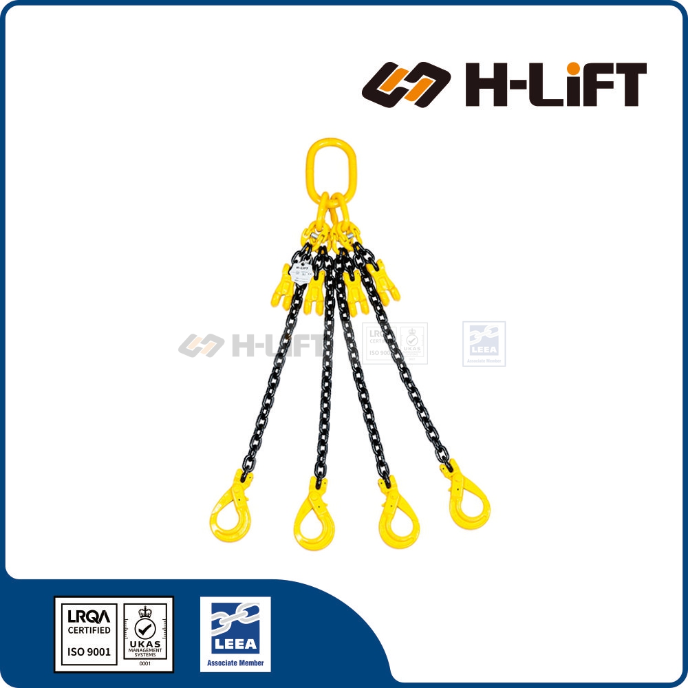 4-Leg Chain Sling Grade 80 | Adjustable Quad Sling | H-Lift